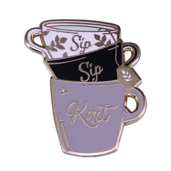 Sip, Sip, Knit Pin | A Hundred Ravens